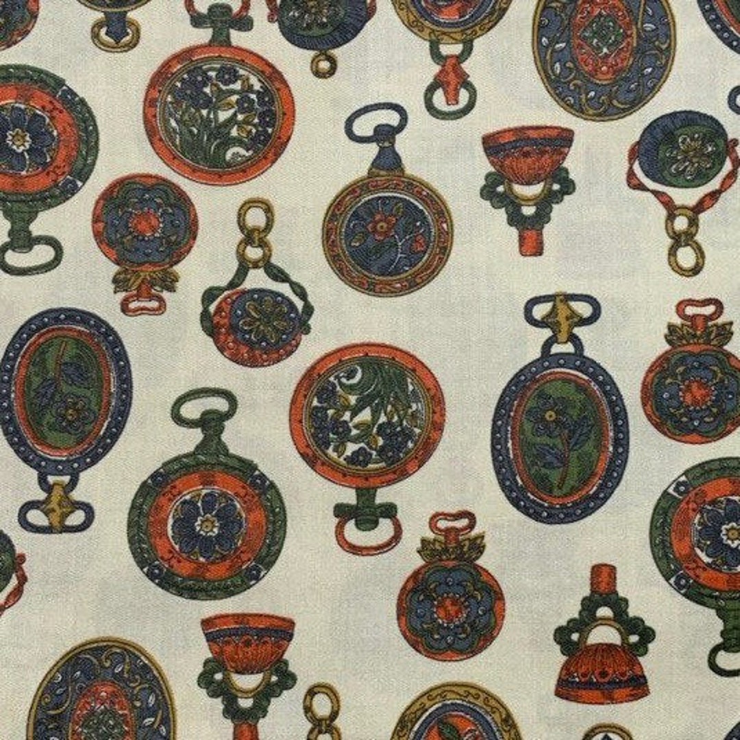 Vintage Pocket Watch Fabric, Fashion Theme Fabric, Clock, Jewelry, Time ...