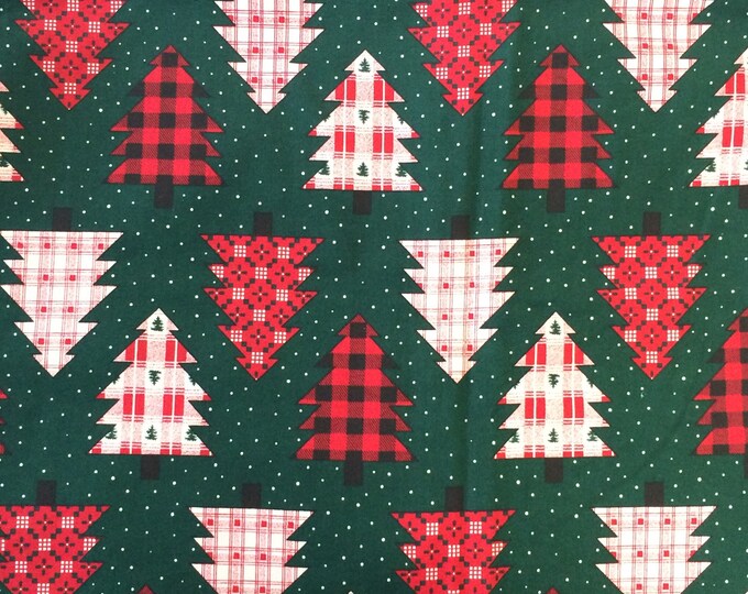 Vintage Christmas Tree Cotton Fabric, Fabric Traditions - Etsy