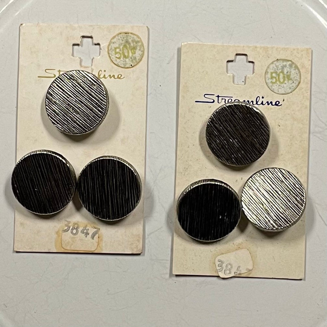 Vintage Silver Metal Buttons on Original Card, Streamline, Japan - Etsy