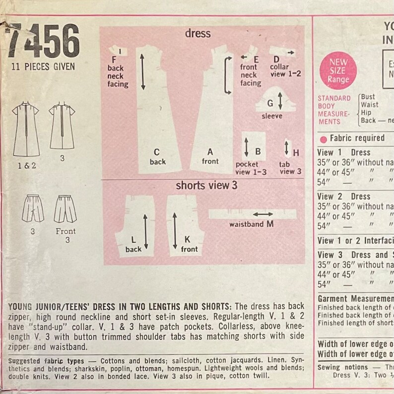 Vintage Junior / Teen Girls Dress Pattern Simplicity 7456 - Etsy