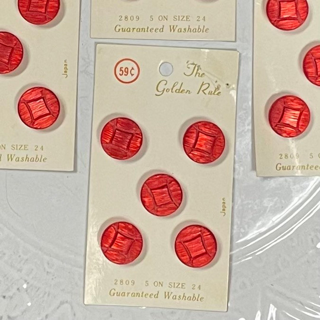 Vintage Red Buttons on Four Original Card, National Button Company, the ...