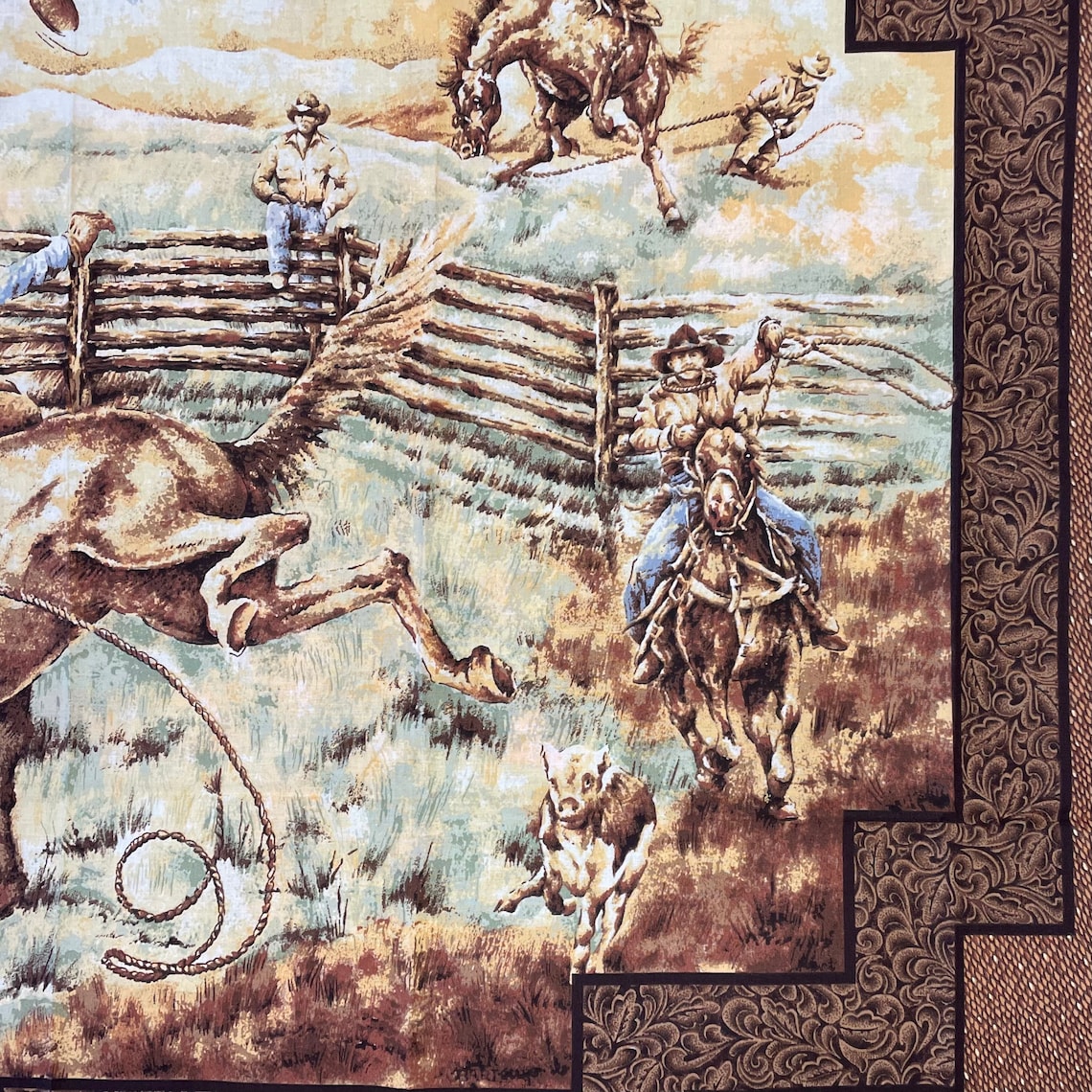 Cowboy Cotton Wall Panel Fabric Rodeo Ranch - Etsy