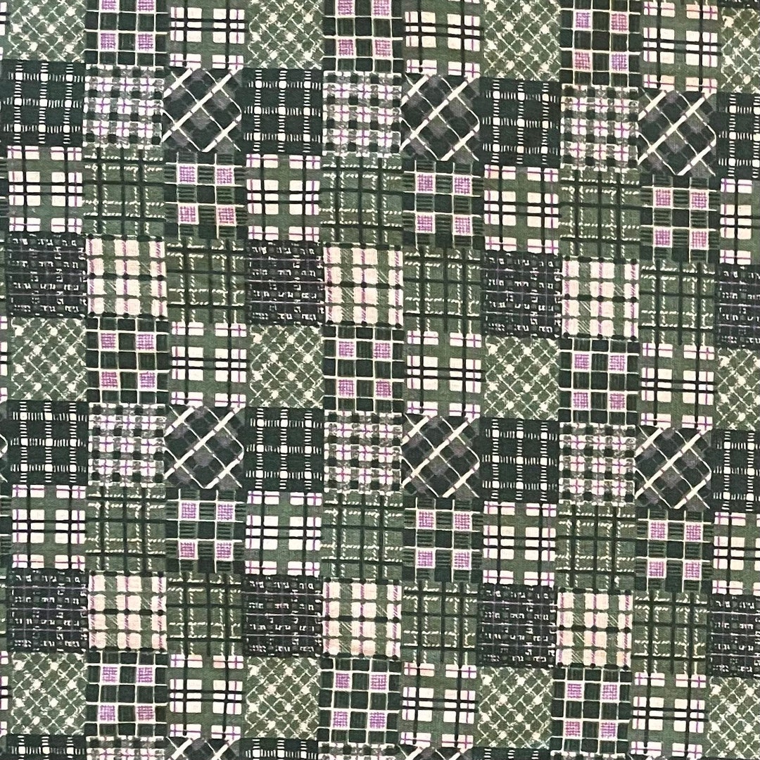 Green and White Cotton Calico Fabric, Postage Stamp Cheater Cloth - Etsy