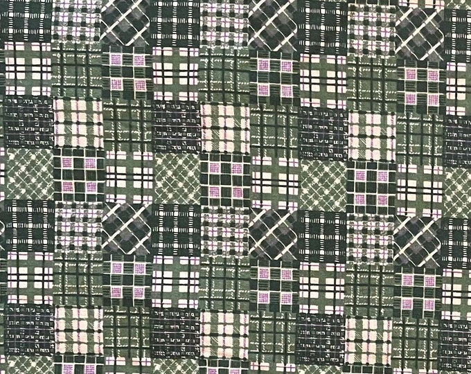 Green and White Cotton Calico Fabric, Postage Stamp Cheater Cloth - Etsy
