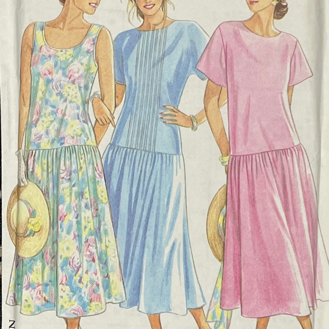 Vintage Loose Fitting Drop Waist Pullover Dress Pattern, New Look 6273 ...