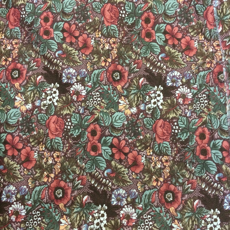 100% Cotton Brown Calico Fabric Country Floral Wild Flower | Etsy