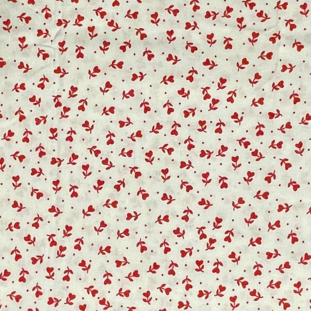 Red and White Floral Print Cotton Fabric, Small Print Calico - Etsy