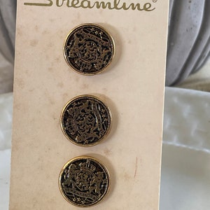 Vintage Dutch Netherland Coat of Arms Gold Metal Buttons on Original ...