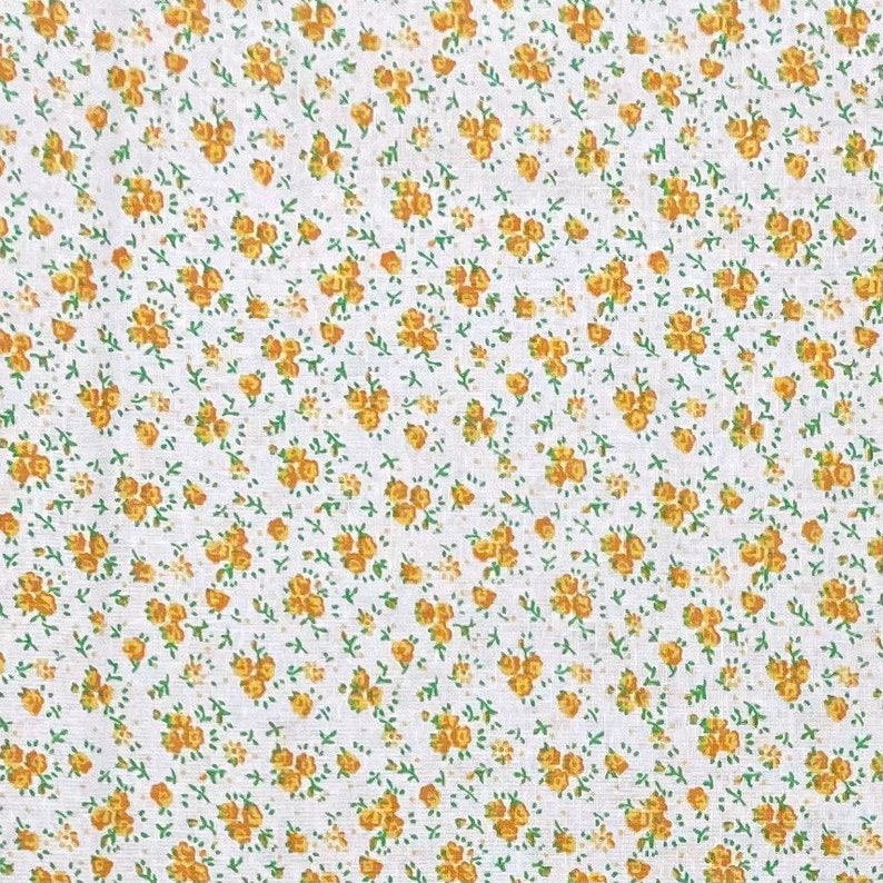 Yellow and White Small Print Calico Fabric, Rose, Floral - Etsy