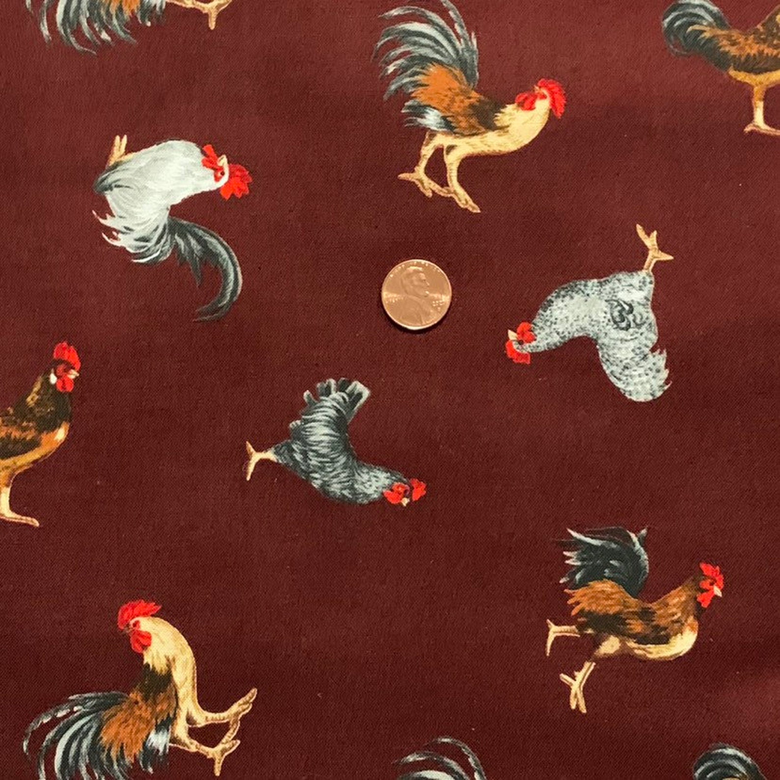 100% Cotton Chicken Fabric By The Yard Rooster Barnyard | Etsy