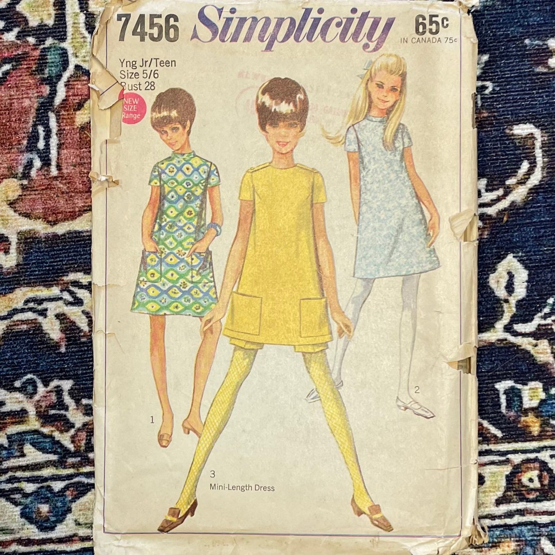 Vintage Junior / Teen Girls Dress Pattern Simplicity 7456 - Etsy