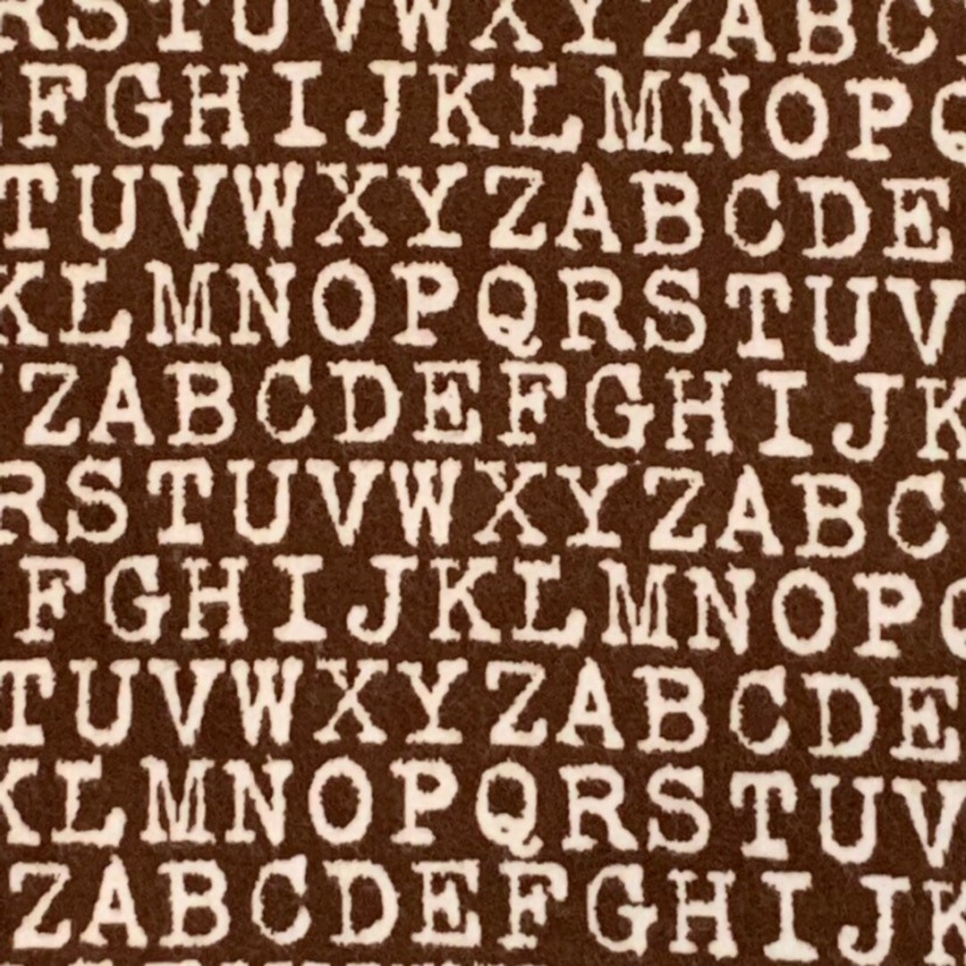 Brown and White Flannel Alphabet Cotton Fabric, School, Teacher, Robert ...