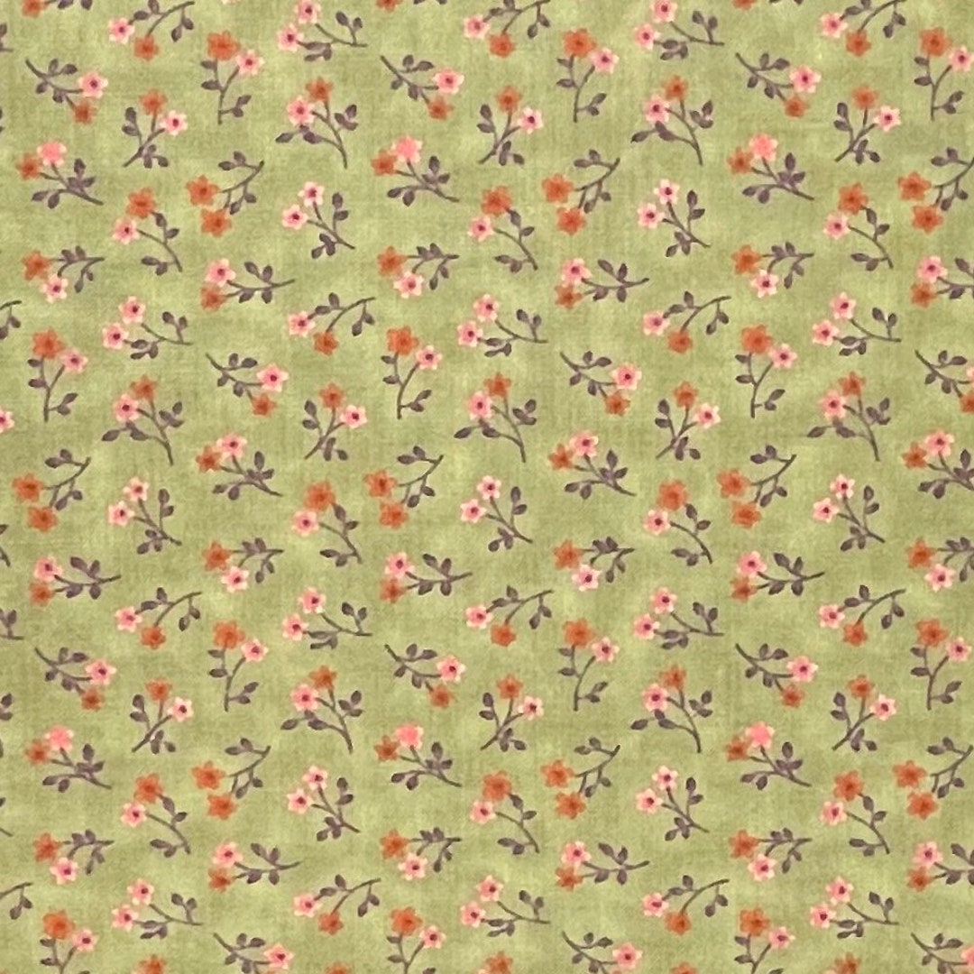 Green Calico Cotton Fabric, Floral, Studio E, Zen Prints - Etsy