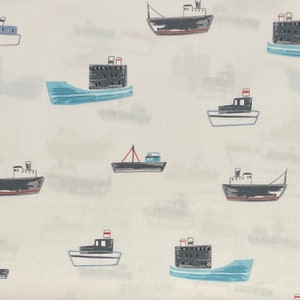 100% Cotton Boat Theme Fabric by the Yard, Summer Vacation, Seashore ...
