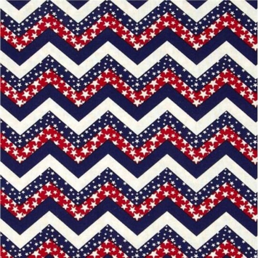 Patriotic Chevron Cotton Fabric, Red White and Blue, USA - Etsy