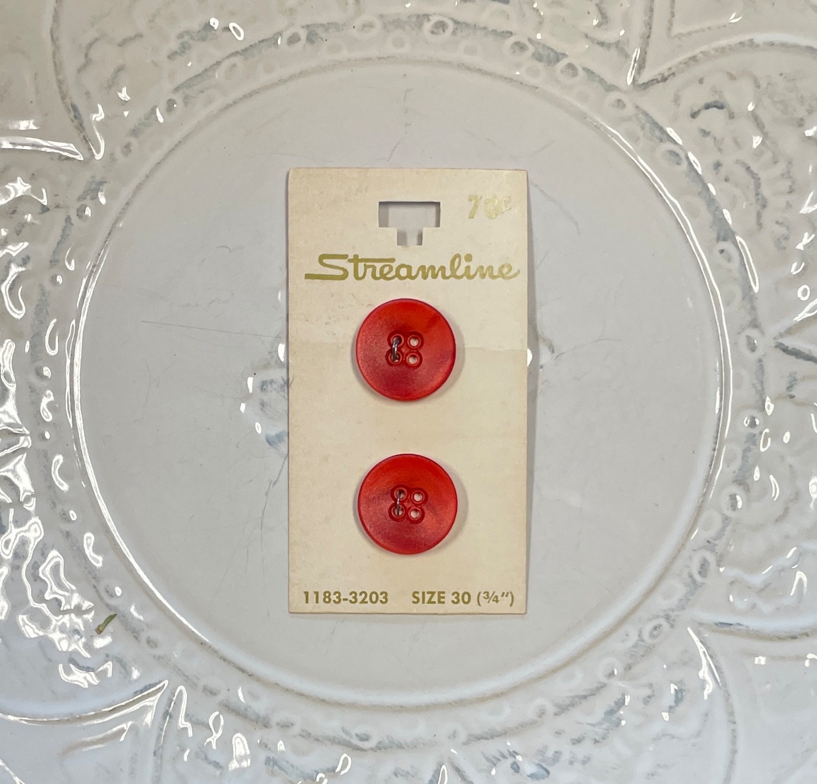 Vintage Red Buttons on Original Card, Streamline Buttons, Made in ...