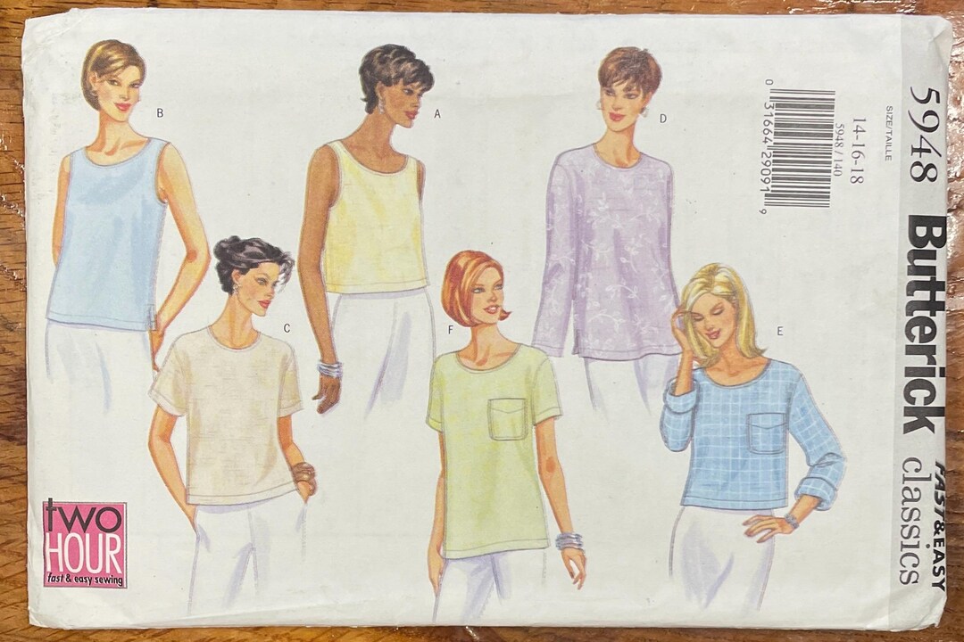 Easy Loose Fitting Pullover Top Pattern, Butterick 5948, UNCUT - Etsy