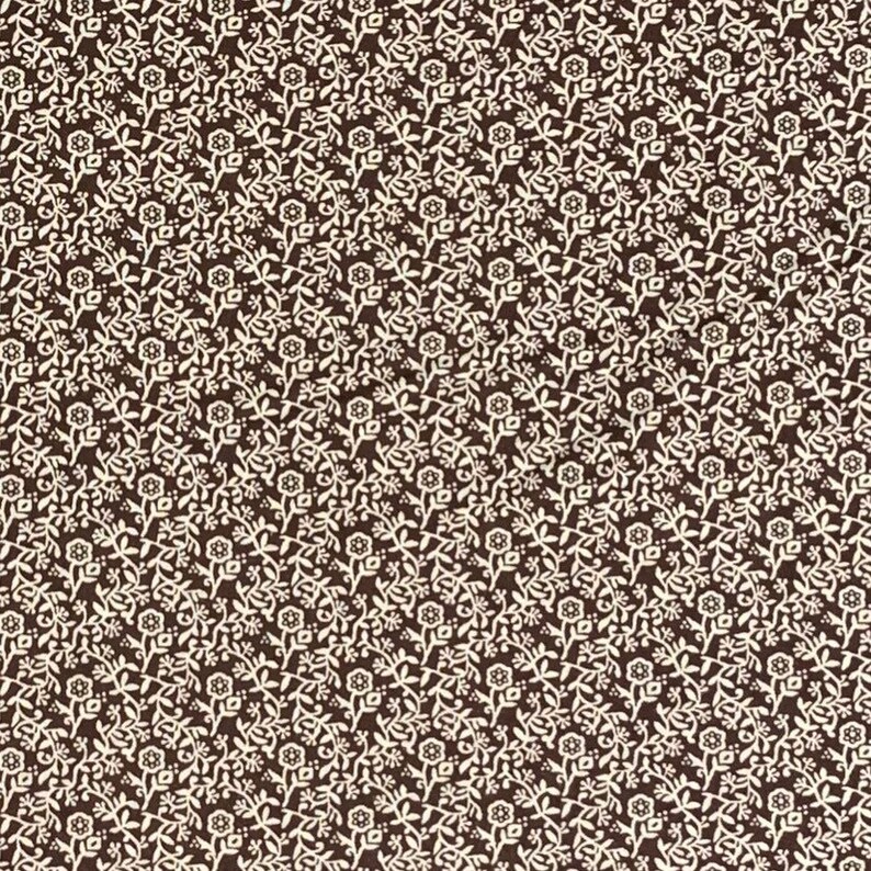 100% Cotton Brown Calico Fabric Floral 1800s Reprint - Etsy