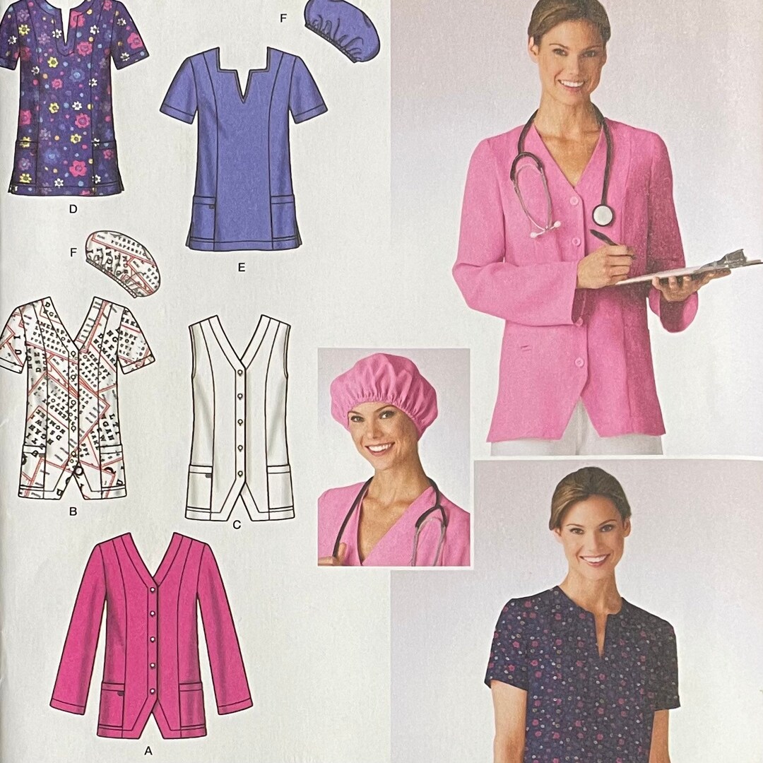 Misses Scrub Top and Hat Pattern, Simplicity 3932, Easy to Sew, UNCUT ...