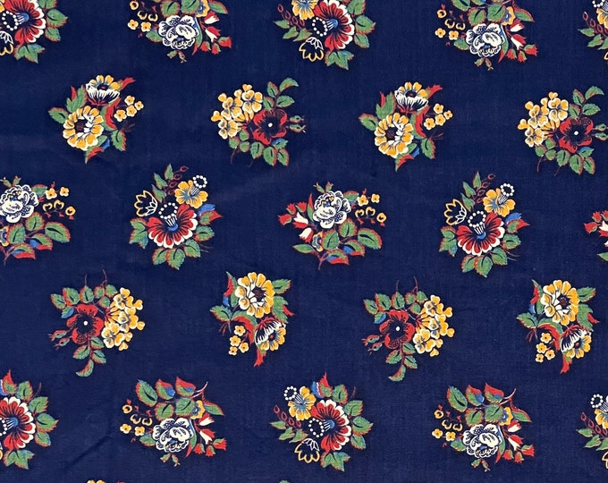 Vintage Blue Calico Fabric, Floral, Concord Fabrics - Etsy