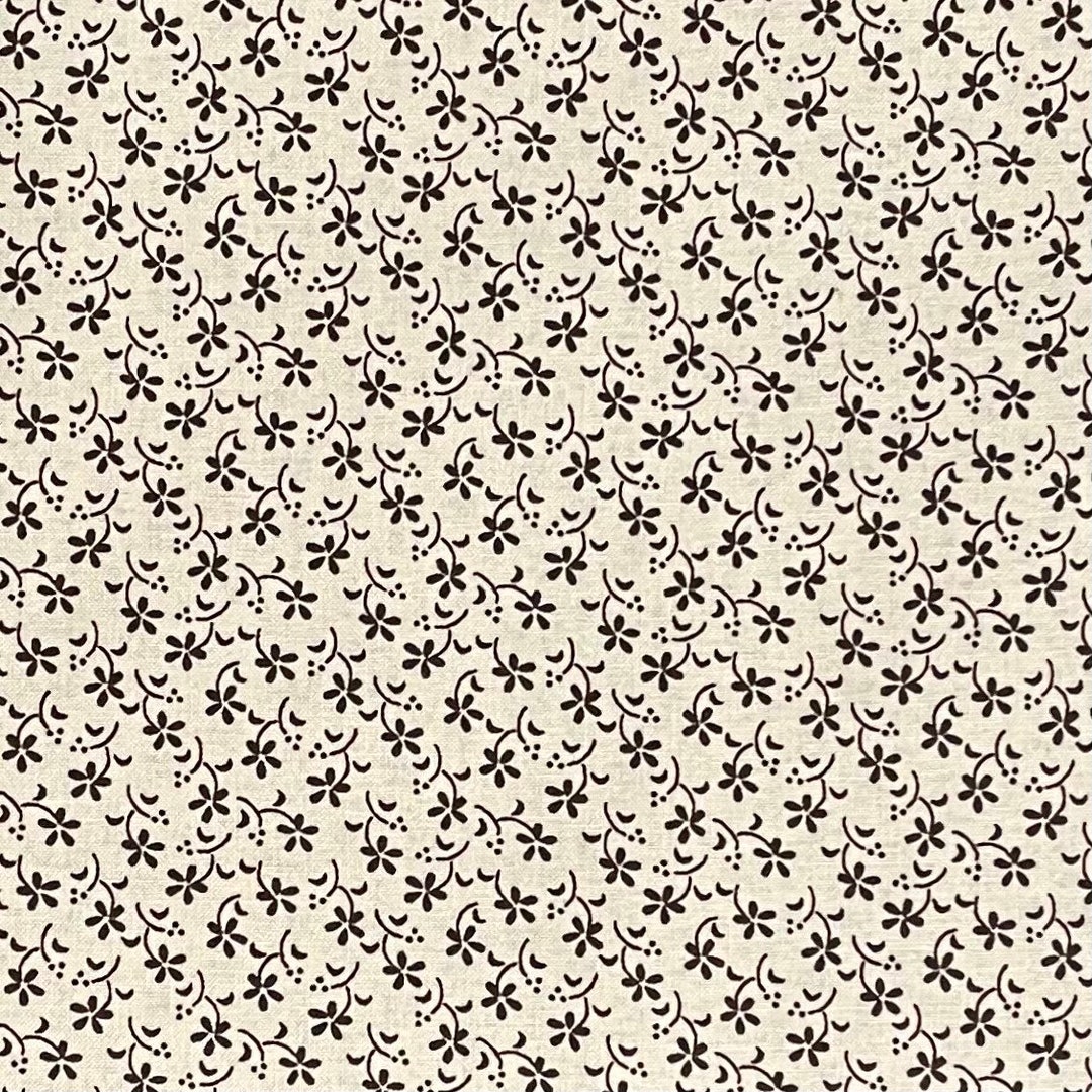 100% Cotton Beige Calico Fabric, Small Print Floral, 1800s Reprint - Etsy