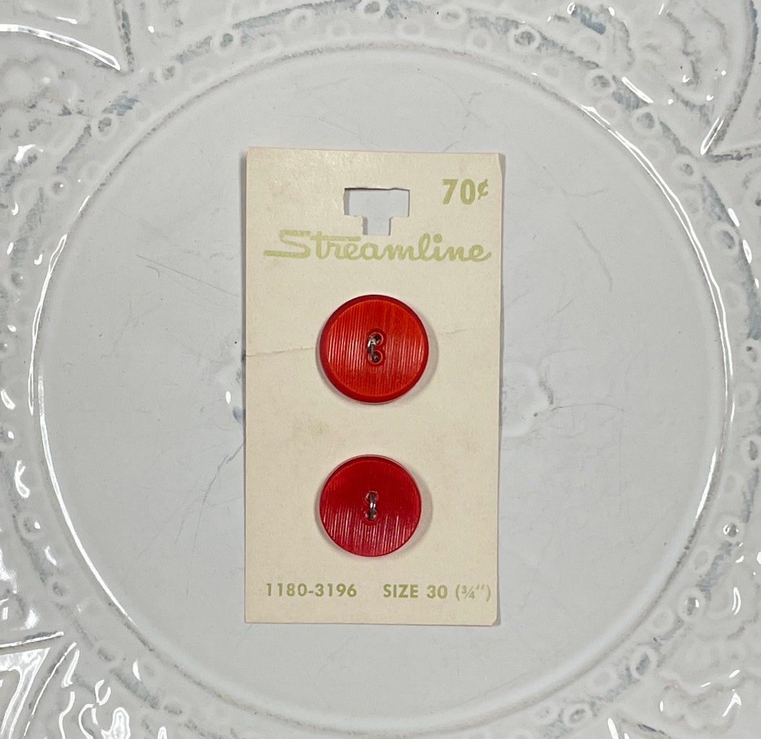 Vintage Red Buttons on Original Card, Streamline Buttons, Made in ...
