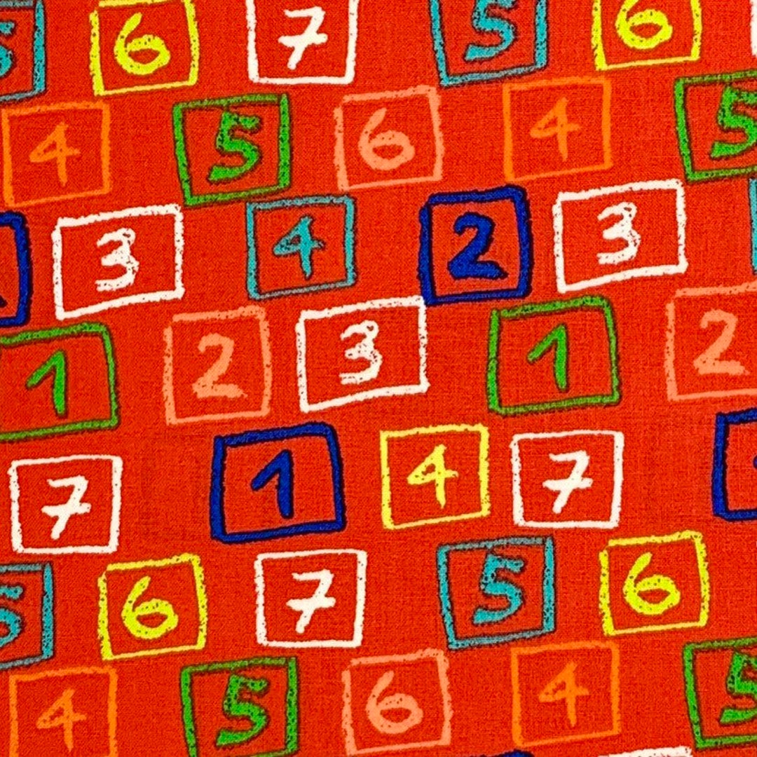 Red Numbers School Room Cotton Fabric, Teacher, Math, Playroom, Doctors ...