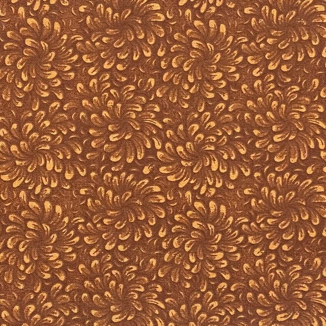 100% Cotton Brown Calico Fabric by the Yard, Foliage, Leaf, Swirl - Etsy