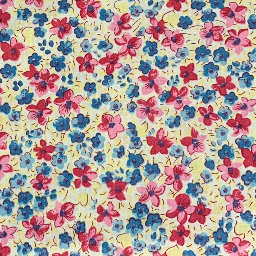 Tela calicó 100 % algodón, amarilla, rosa y azul, cortada a medida, con ...