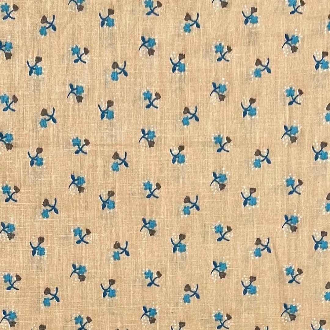 Vintage Orange and Blue Calico Fabric - Etsy