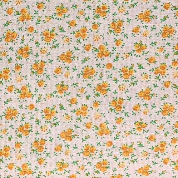 Yellow and White Small Print Calico Fabric Rose Floral | Etsy