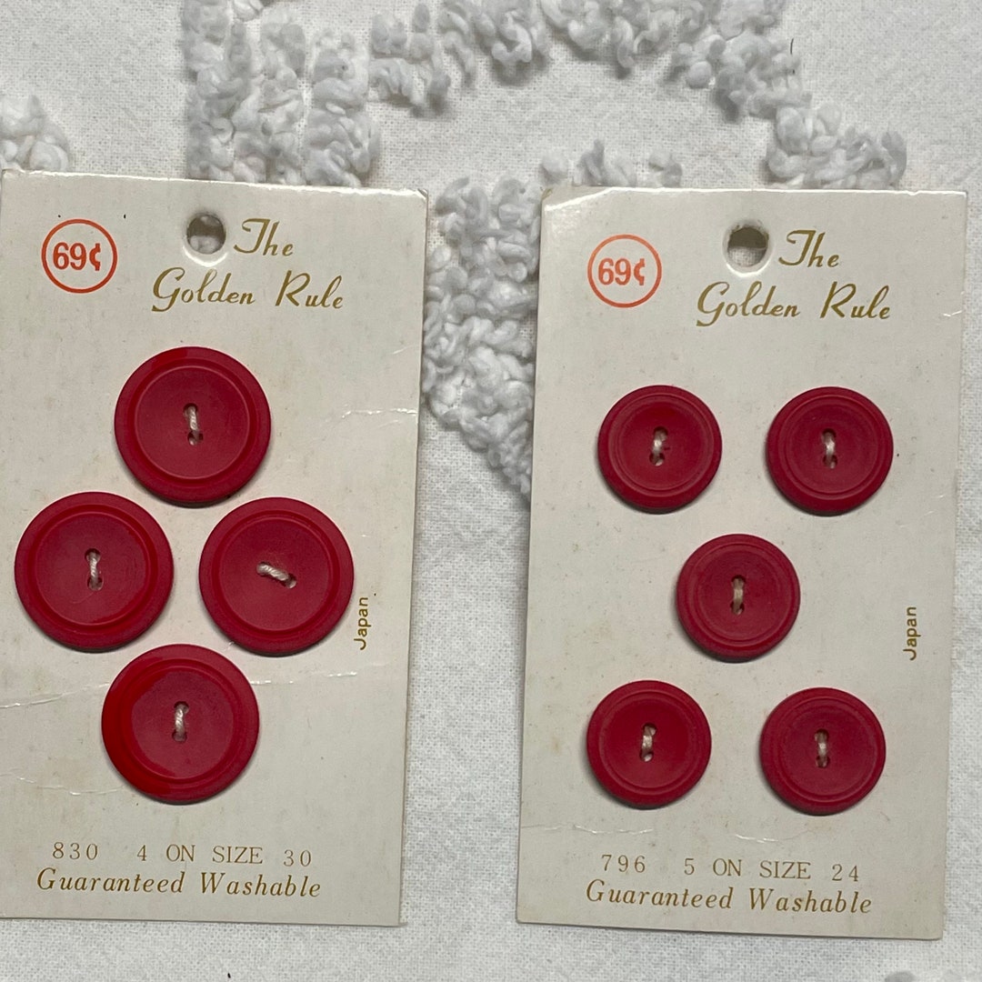 Vintage Red Buttons on Original Card, National Button Co, the Golden ...