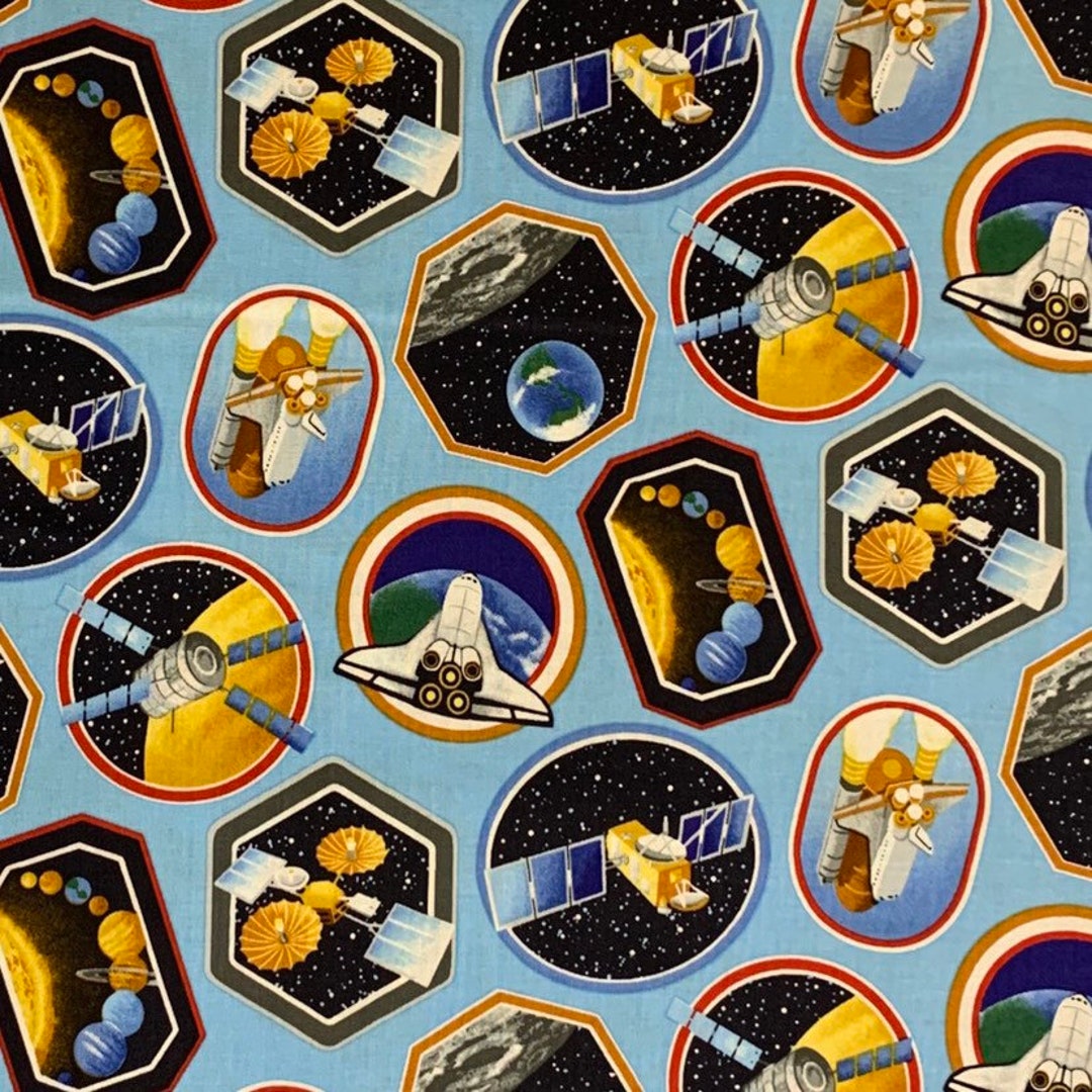 100% Cotton Rocket and Space Shuttle Fabric, Science, Space, Teacher ...