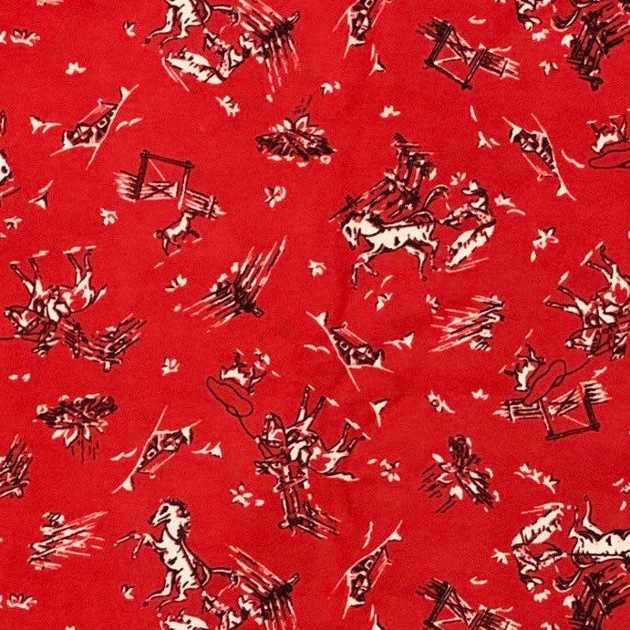 100% Cotton Red Cowboy Fabric Cowgirl Horse Western Rodeo | Etsy