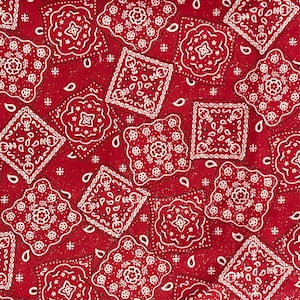 Red Paisley Bandana Cotton Fabric, Country Western, Glitter, Cowboy ...