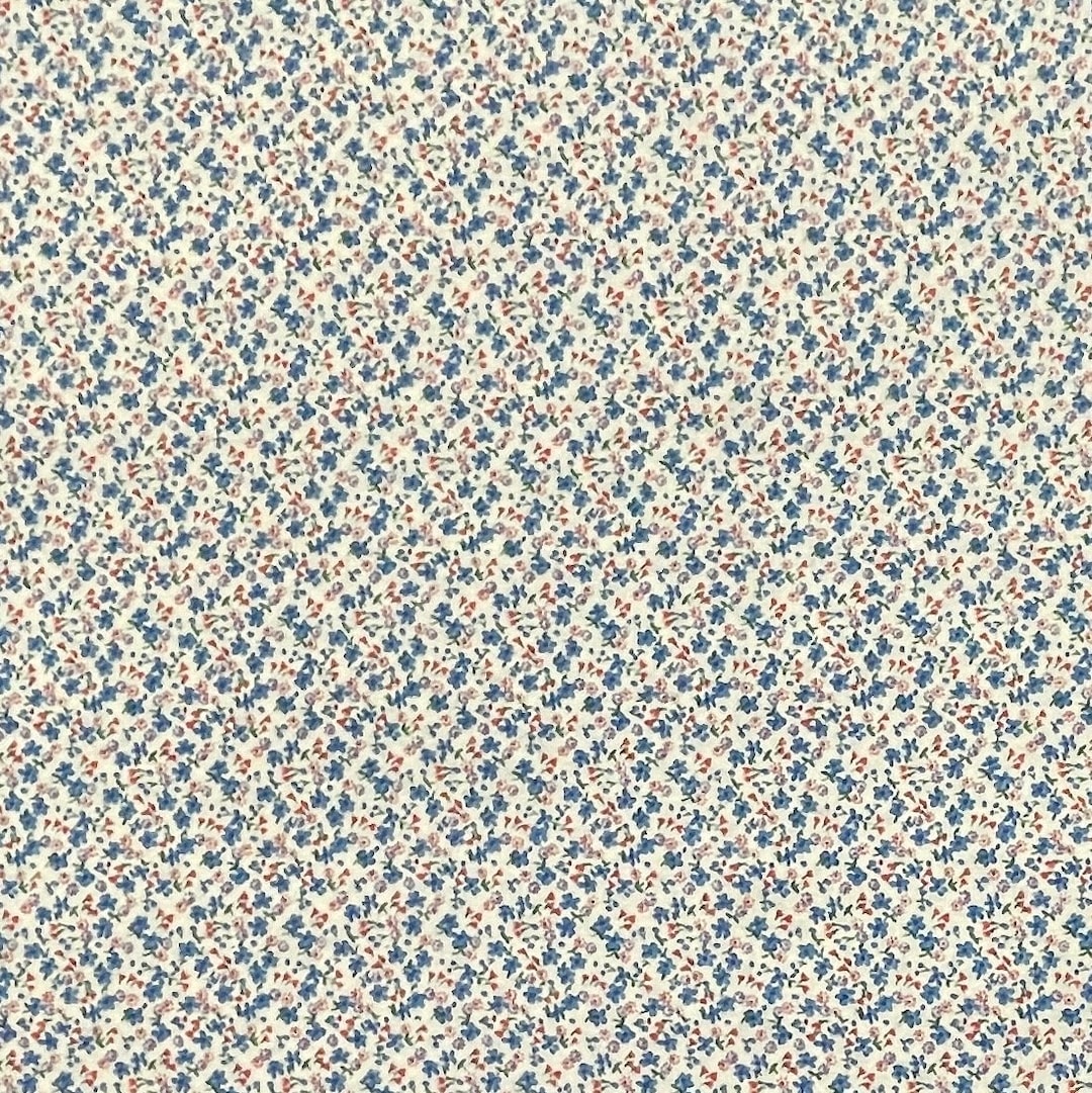 Vintage Blue Calico Cotton Blend Fabric, Flower Garden - Etsy