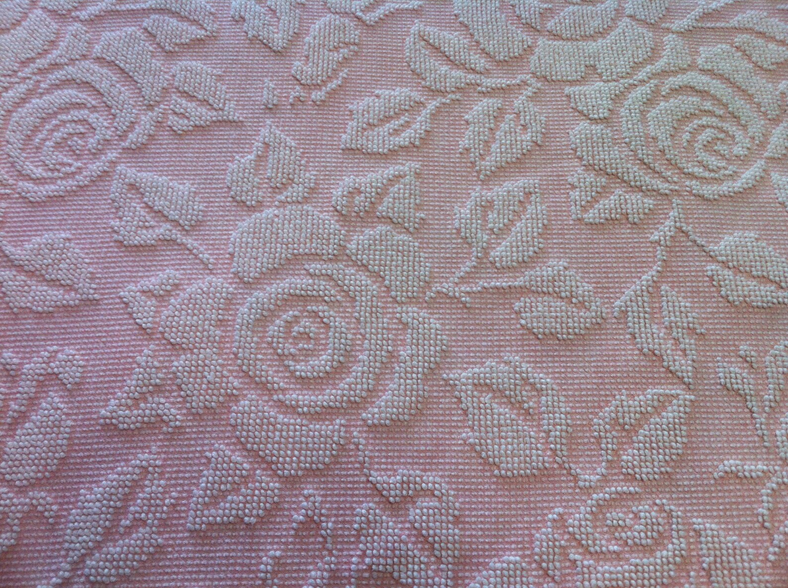 Vintage Pink and White Cabbage Rose Chenille Bedspread Floral - Etsy