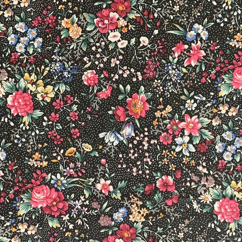 Printed Black Floral Rug - Etsy