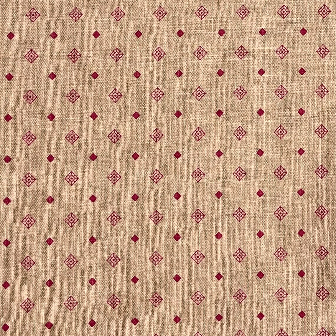 Vintage Beige Floral Calico Cotton Fabric - Etsy