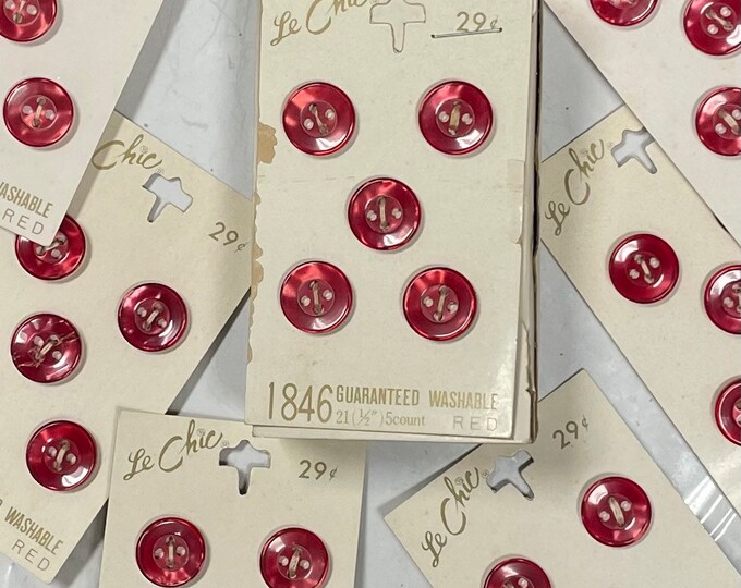 Vintage Red Buttons on Original Card, Le Chic, Japan - Etsy