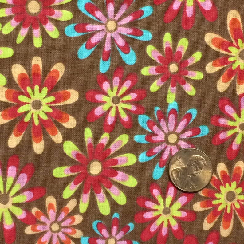 100% Cotton Brown Calico Fabric by the Yard Flower Power - Etsy