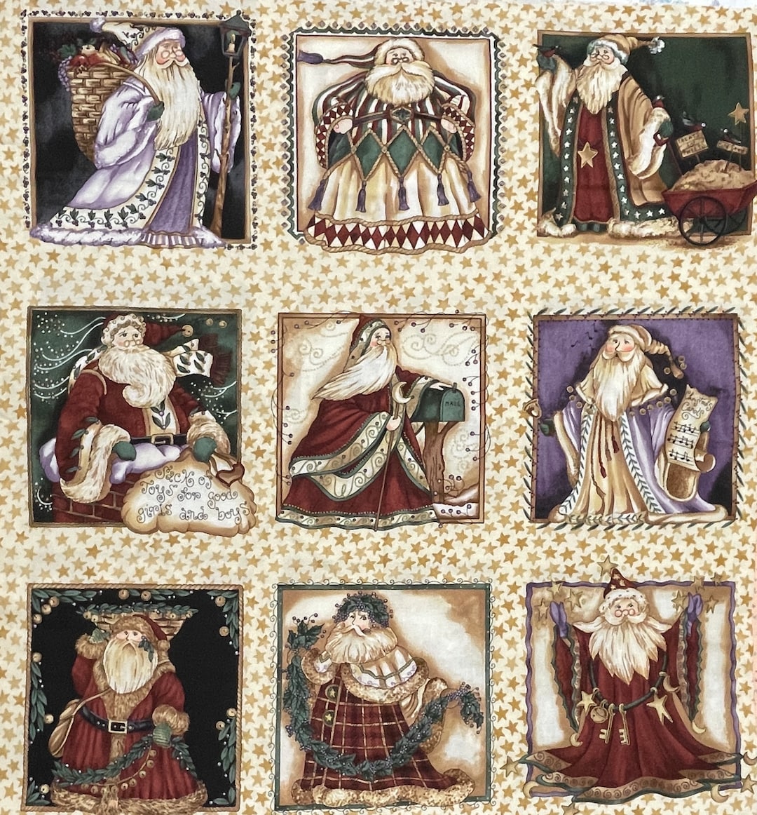 Vintage Santa Christmas Fabric, Clothworks, Good Tidings - Etsy