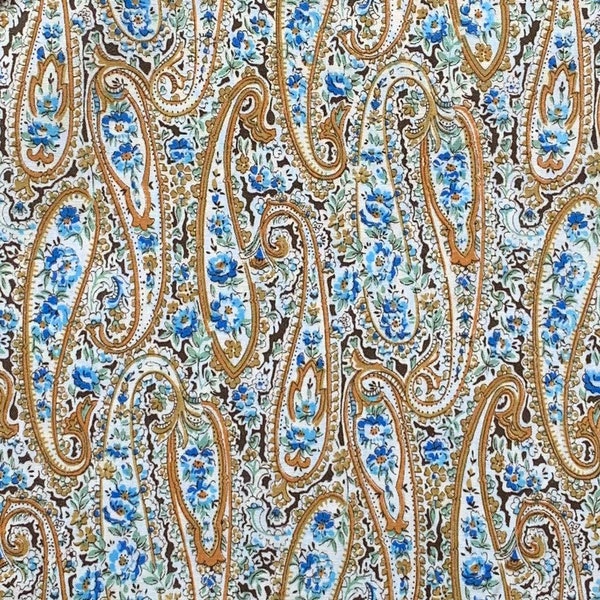 Blue Paisley Fabric - Etsy