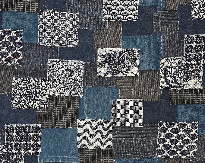 Blue Patchwork Cotton Fabric - Etsy