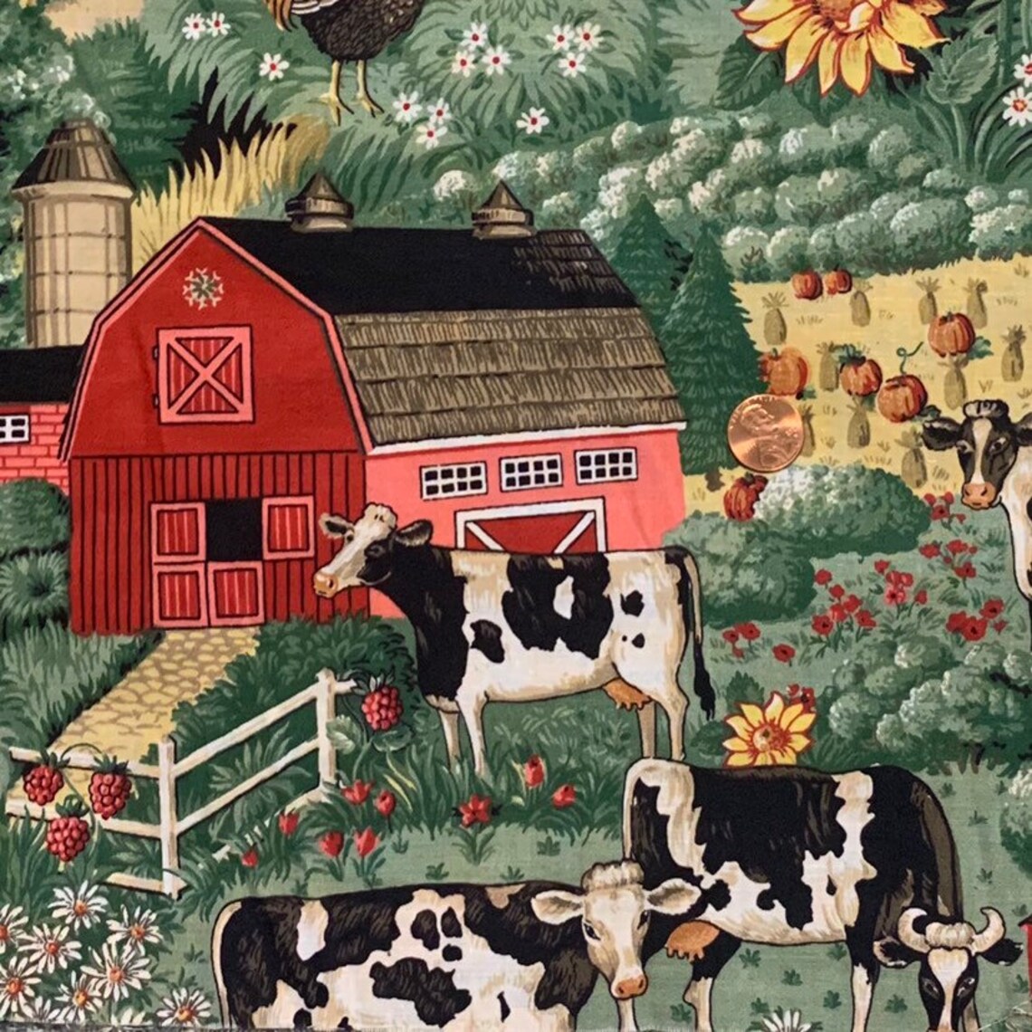 100% Cotton Farmhouse Fabric Apple Tree Joan Kessler - Etsy