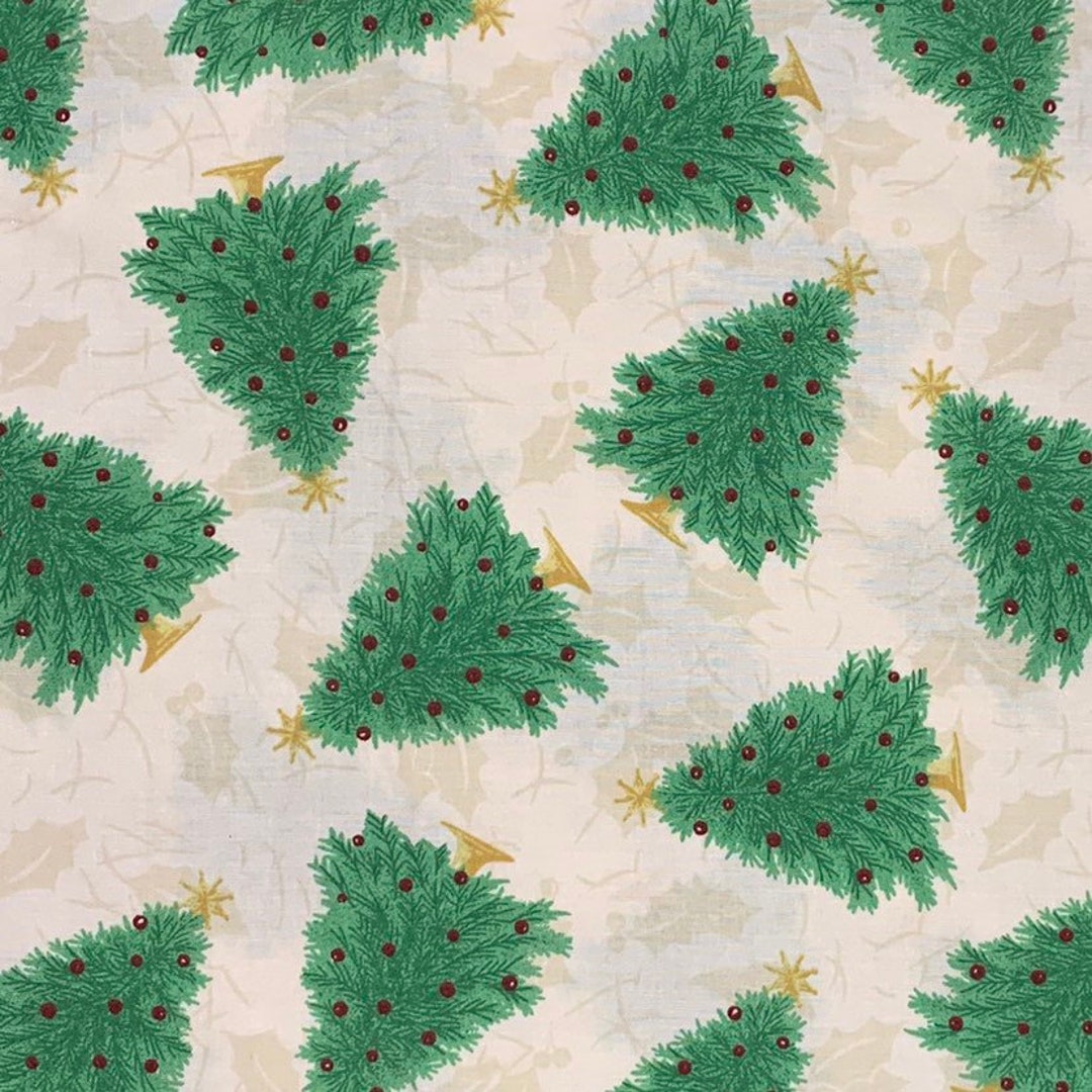 Christmas Tree Cotton Fabric, Country, Farmhouse - Etsy