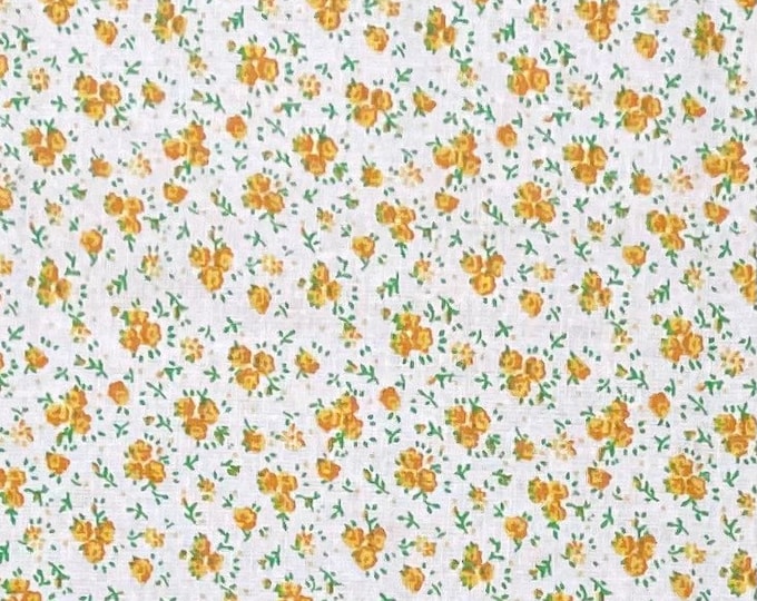 Yellow and White Small Print Calico Fabric, Rose, Floral - Etsy