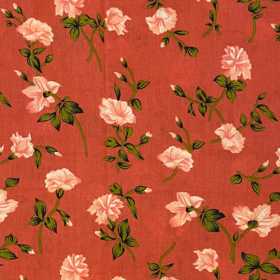 Vintage Peach Cotton Fabric, Floral, Calico - Etsy