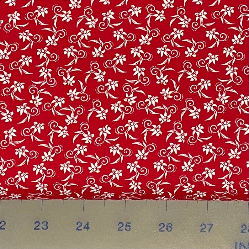 100% Cotton Red and White Small Print Calico Floral - Etsy