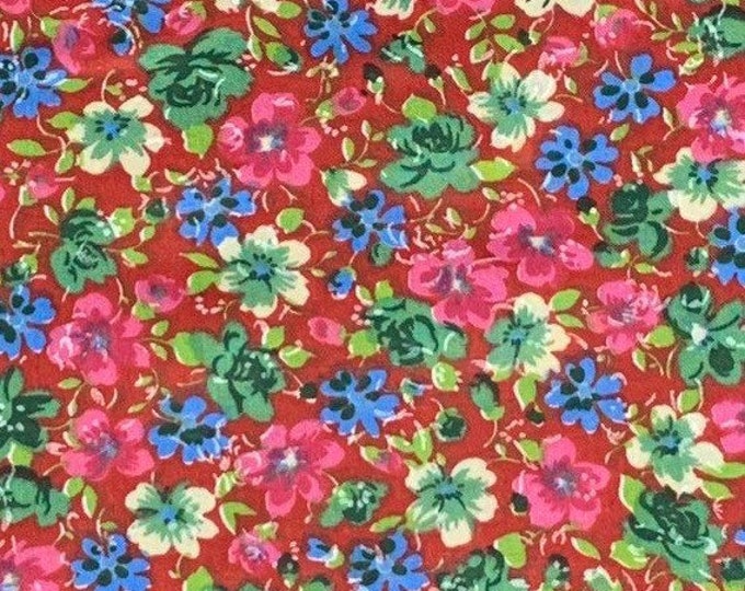 100 % Cotton Red and Pink Rose Calico Fabric, County Floral - Etsy